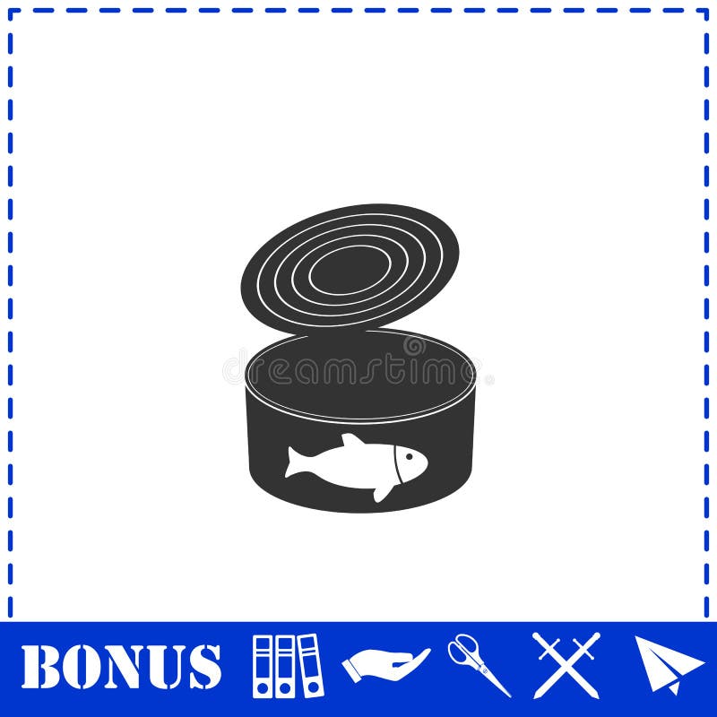 Canned tuna fish icon flat stock vector. Illustration of organic ...