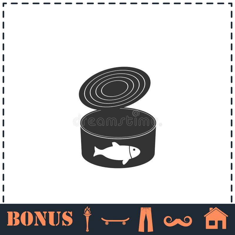 Canned tuna fish icon flat stock illustration. Illustration of tasty ...