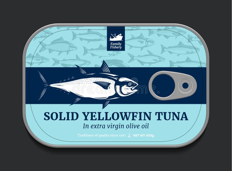 Canned tuna label template stock vector. Illustration of clipart ...