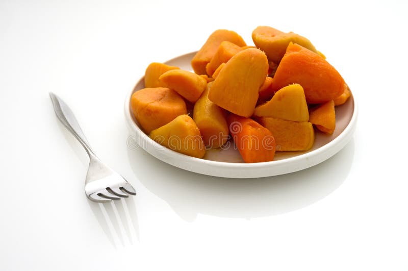 Canned Yams on a White Reflective Table Stock Image - Image of plate ...