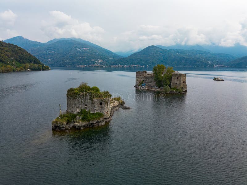 The Cannero Castle Island on Lake Maggiore Stock Image - Image of ...