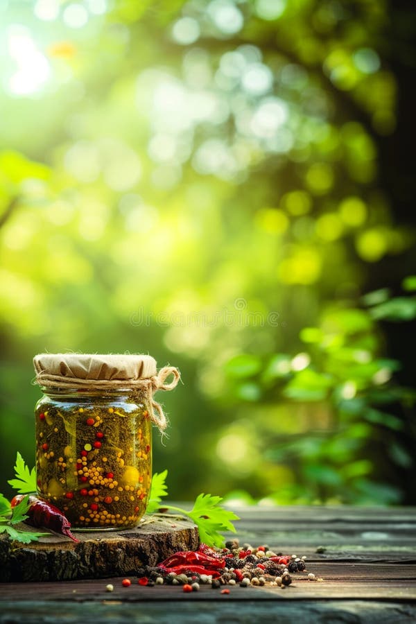 Canning Bitter Pepper on a Wooden Table in Nature Stock Image - Image ...
