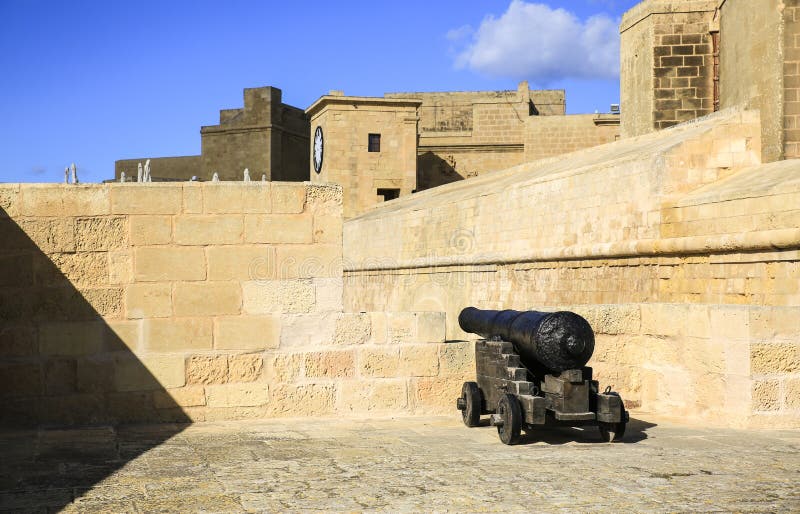 A Cannon of the Ancient Citadel in Gozo Stock Photo - Image of iron ...