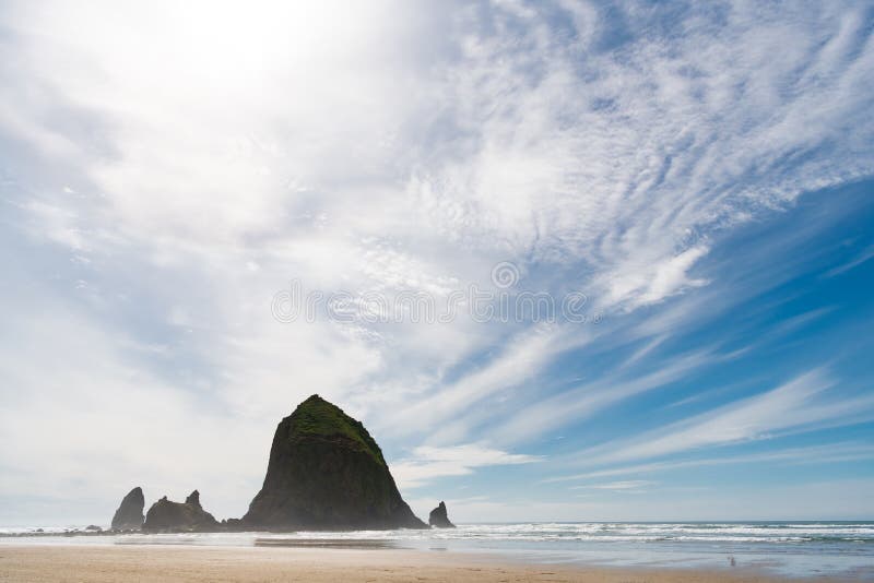 Cannon Beach Landscape, Oregon Usa. Haystack Rock Stock Image - Image ...