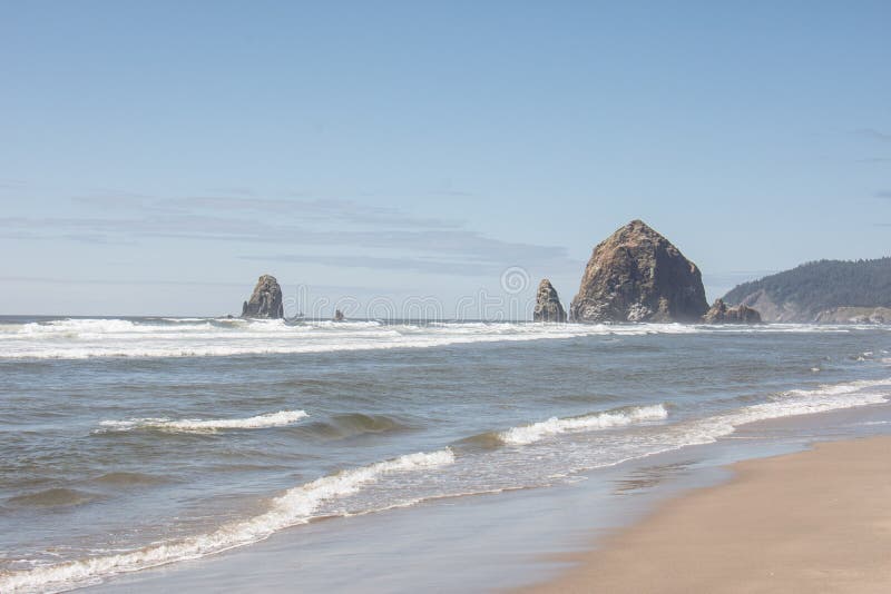 Cannon Beach Oregon with a View of the Famous Haystack Rock Stock Image ...