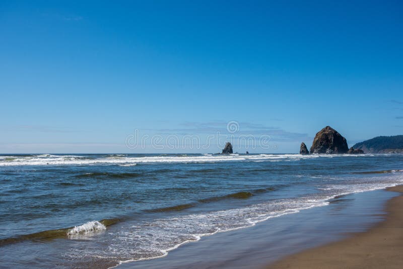 Cannon Beach Oregon with a View of the Famous Haystack Rock Stock Image ...