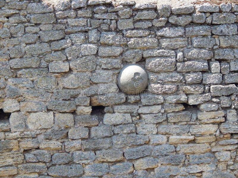 Cannon Core Stuck in the Wall. Stock Photo - Image of military, castle ...