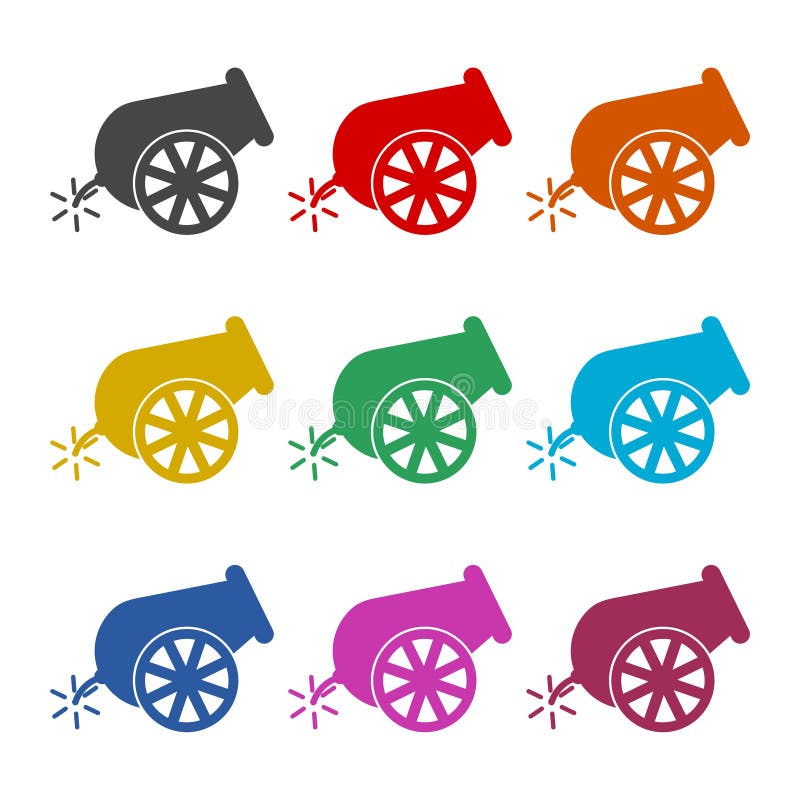 Cannon Icon, Color Icons Set Stock Vector - Illustration of coat, logo ...