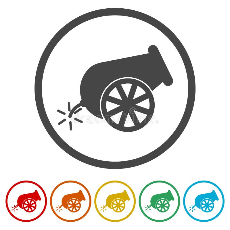 Cannon Icon, 6 Colors Included Stock Vector - Illustration of conflict ...