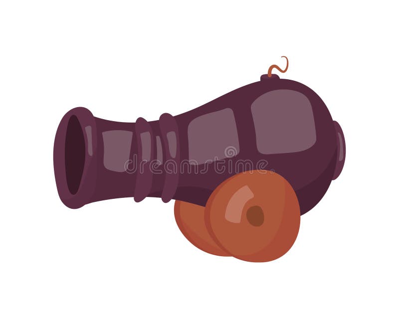 Big Cannon from Pirate Ship Flat Style, Vector Illustration Stock ...