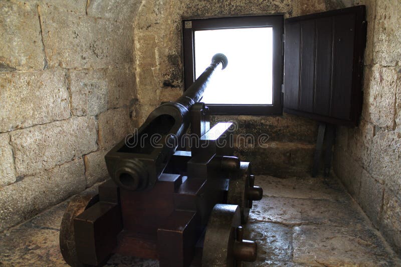 Cannon Pointing at the Window Stock Image - Image of culture, object ...