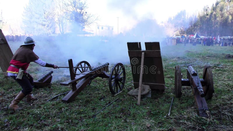 Cannon shot stock video. Video of weapon, cannon, army - 69883241