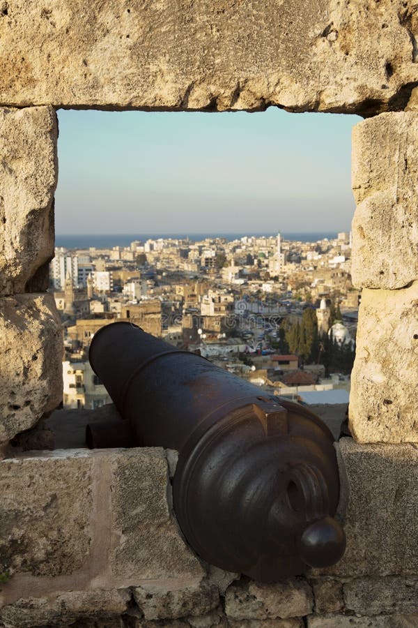Cannon in the window stock image. Image of tripoli, architecture - 24142453