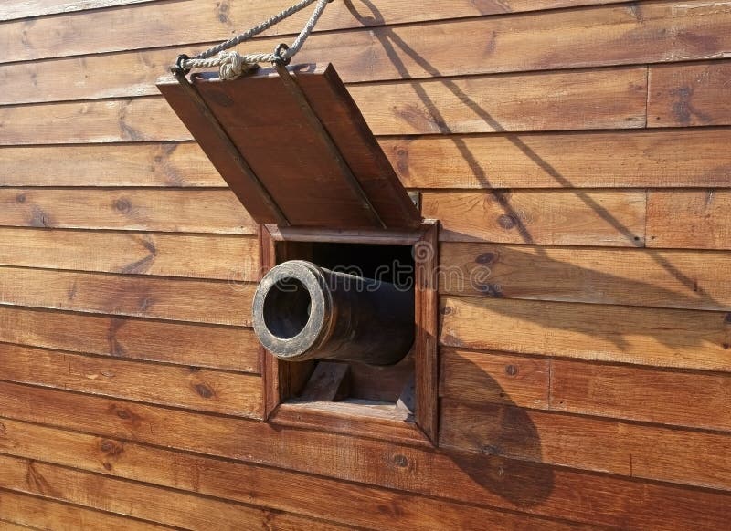 Cannon windows stock image. Image of foremast, rope, authentic - 34577555