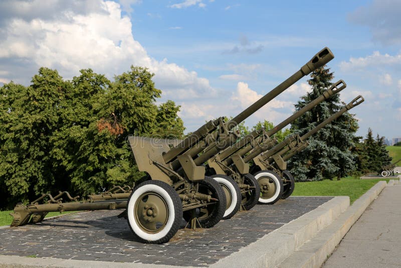 Row of Cannons on Display beside White Fence at Victoria Park Stock ...