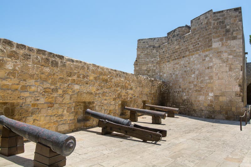 Cannons in Medieval Castle in the Larnaca Fort in Cyprus Stock Image ...