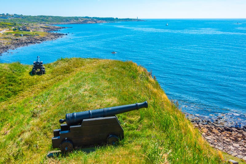 Cannons at Varberg Fortress in Sweden Stock Image - Image of town ...
