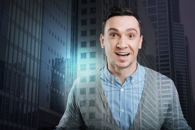 Positive Minded Young Man Getting Excited Stock Photo - Image of ...