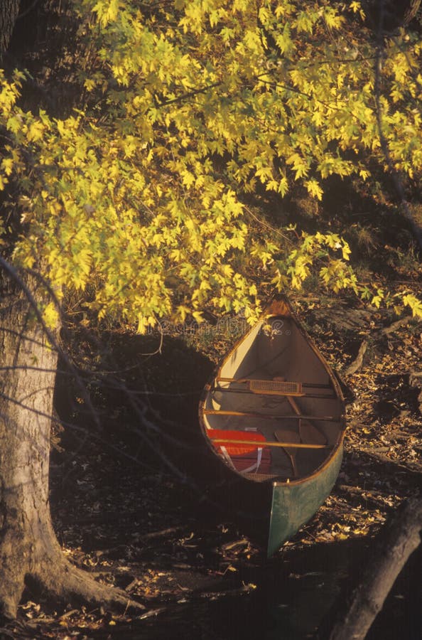 Canoe in Autumn stock image. Image of pond, watercraft - 26259545