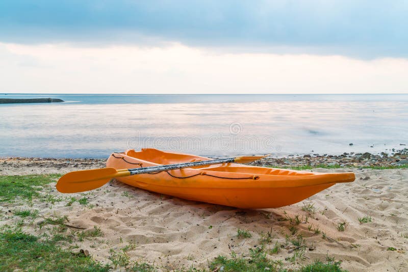 Canoe on beach stock photo. Image of boat, weather, sport - 90349716