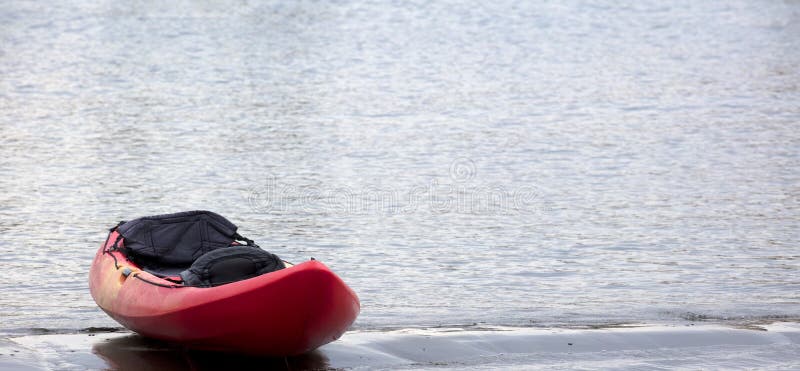 Canoe on the Beach at Sunset, Space for Text Stock Image - Image of ...