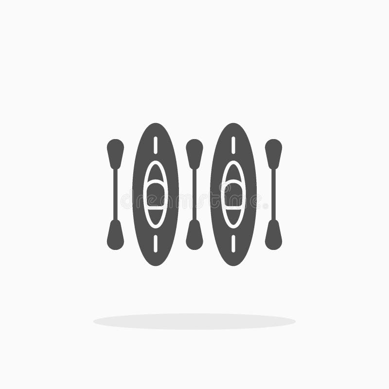 Canoe Icon Vector. Kayak Illustration on a Silver Button. Summer Icon ...