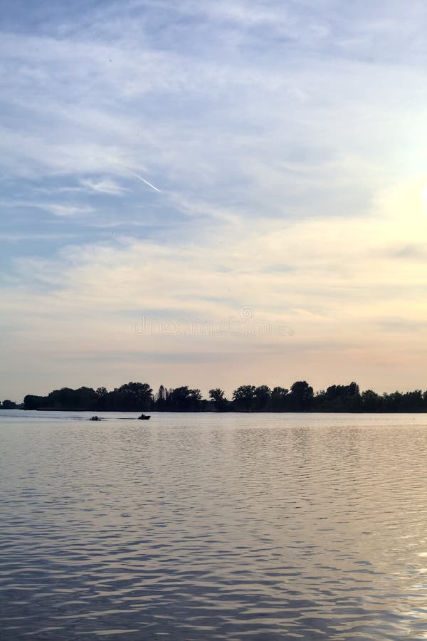 Canoe on a Lake Seen from the Distance Stock Photo - Image of natural ...