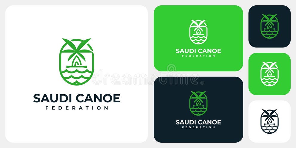Canoe and Palm Tree Shape Vector Logo Design with Modern, Simple, Clean ...