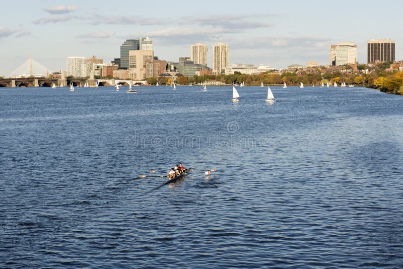 Canoe Rowing in Charles River Boston Editorial Photo - Image of ...