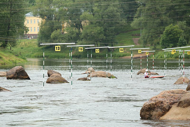Canoe slalom course stock image. Image of championship - 74931903