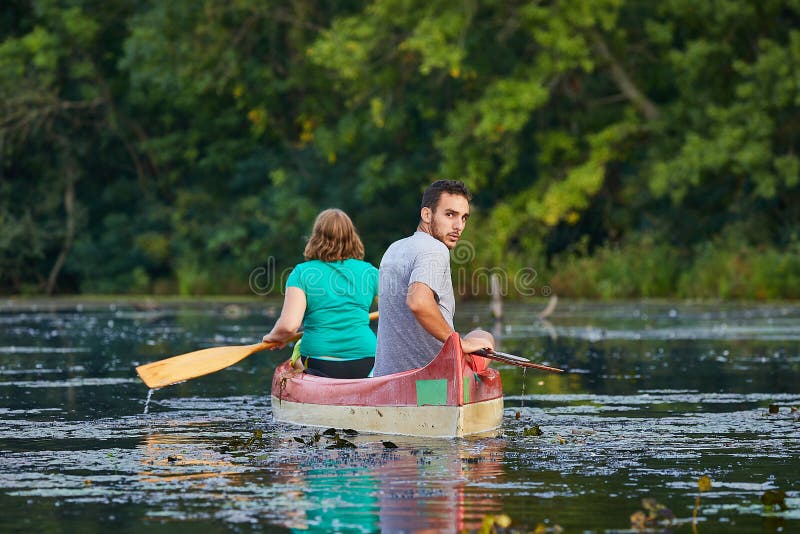 Canoe tour on a river stock image. Image of recreation - 119291321