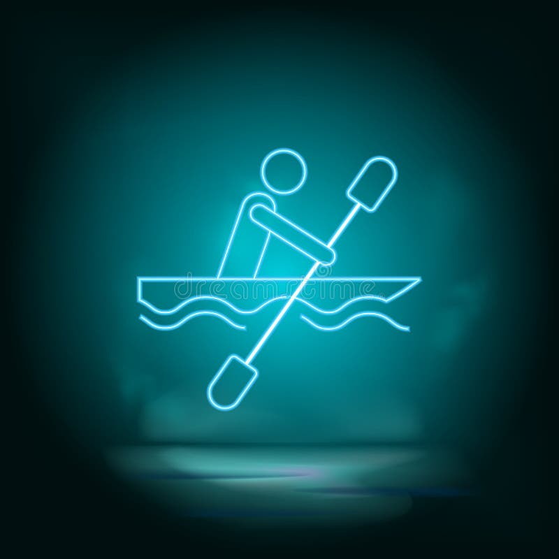 Canoe, Tray Blue Neon Vector Icon. Simple Element Illustration from Map ...