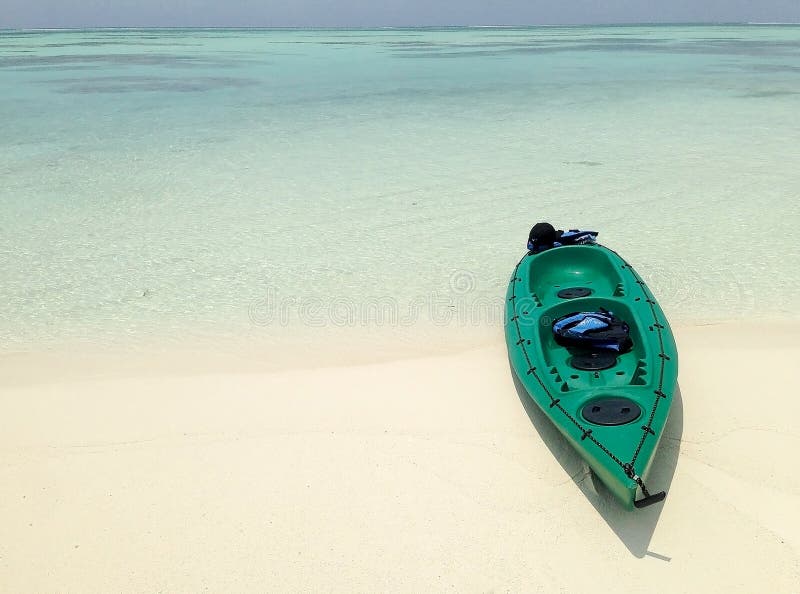 Canoe on the Tropical Beach Maldives Stock Photo - Image of landscape ...