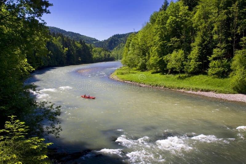 Canoeing on the Mountain River Dunajec Stock Photo - Image of canoe ...