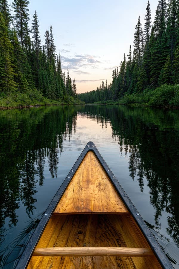 Canoeing through a Serene River Surrounded by Lush Forest. Stock ...