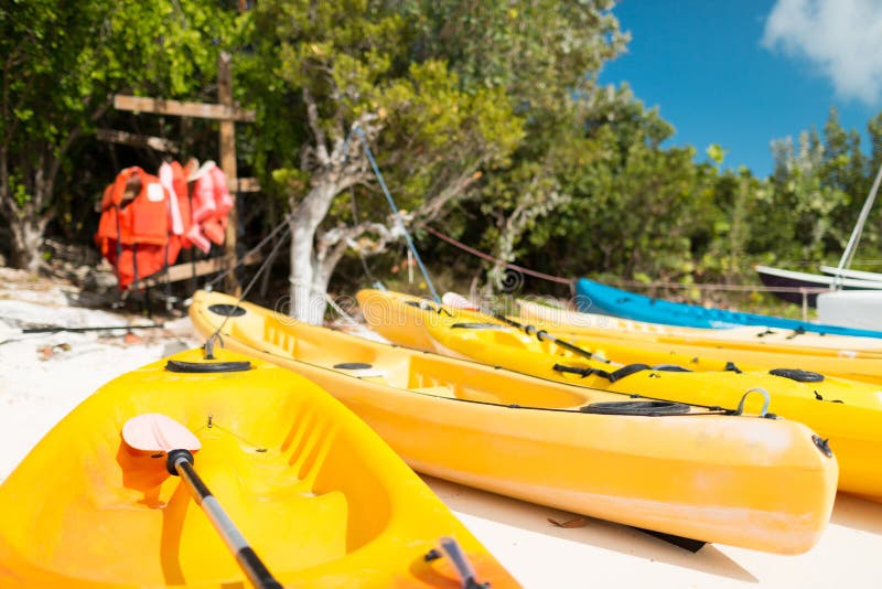 Canoes on sandy beach stock photo. Image of activity - 42709976