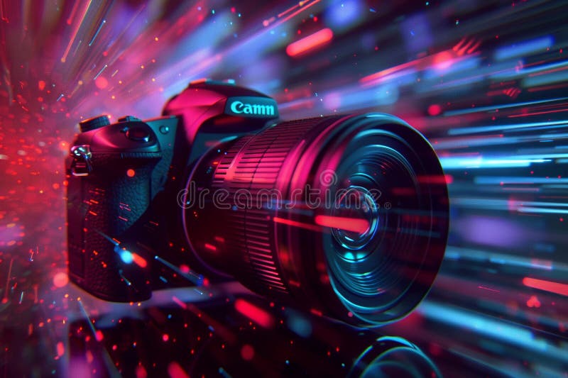 Canon Camera in Neon Lights Stock Illustration - Illustration of neon ...