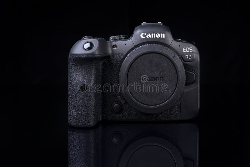 Canon R6 Full Frame Mirrorless Camera on Black Background Editorial ...