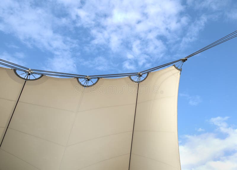 Flying in the Wind Fabric from the Beach Canopies on the Beach Stock ...