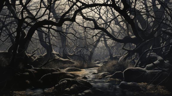 Canopy bare tree branches stock illustration. Illustration of generated ...