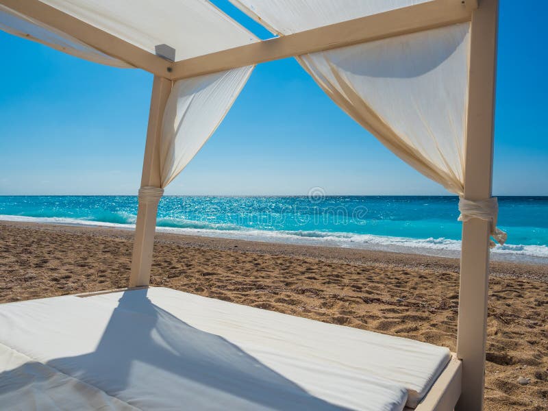 Canopy at the Beach in Lefkas Stock Image - Image of water, greece ...