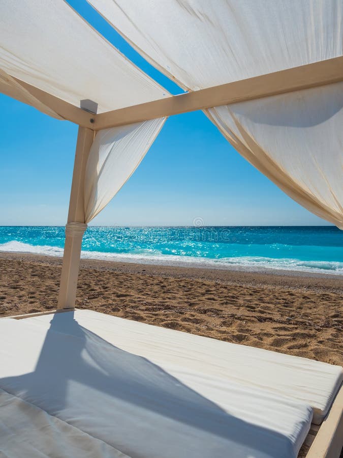 Canopy at the Beach in Lefkas Stock Photo - Image of mediterranean ...