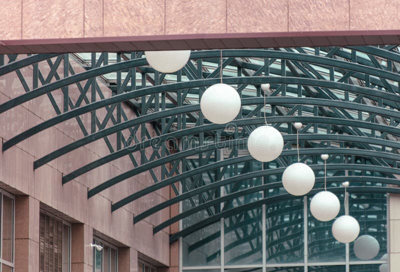 Canopy Building with Circles of Lighting Stock Photo - Image of rooftop ...
