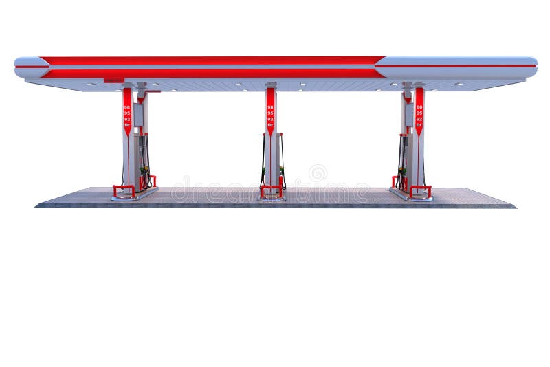Canopy 3d Render Colored Gas Station Stock Illustration - Illustration ...