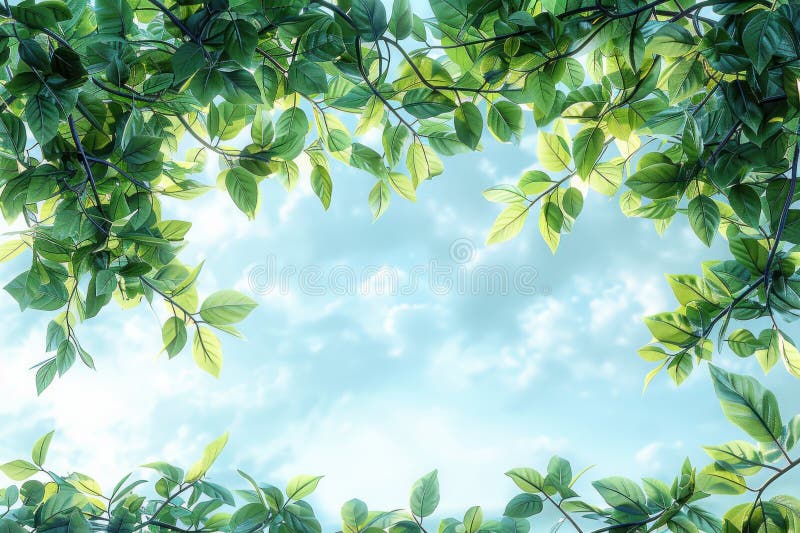 Canopy of Foliage: 3D Render of Lush Tree Branches and Leaves Along the ...