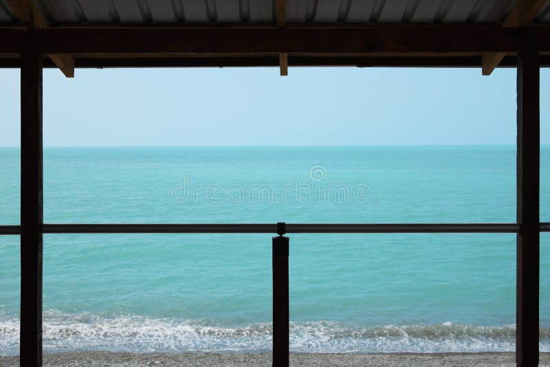 Canopy with Picturesque View of Beautiful Blue Sea Stock Image - Image ...