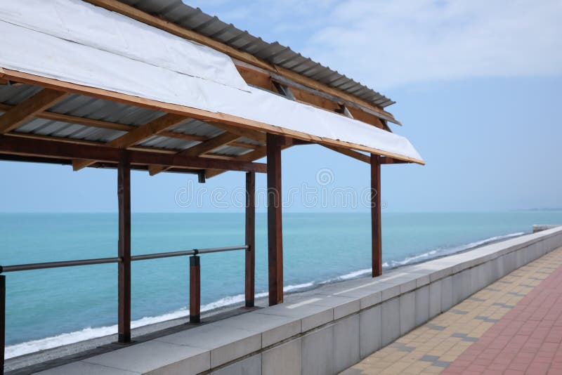 Canopy with Picturesque View of Beautiful Blue Sea Stock Image - Image ...