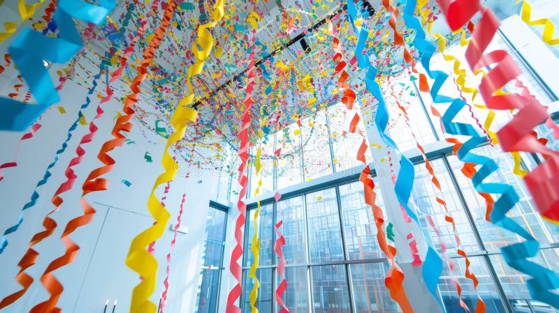 A Canopy of Streamers Stretching Across the Room Transforming the Space ...