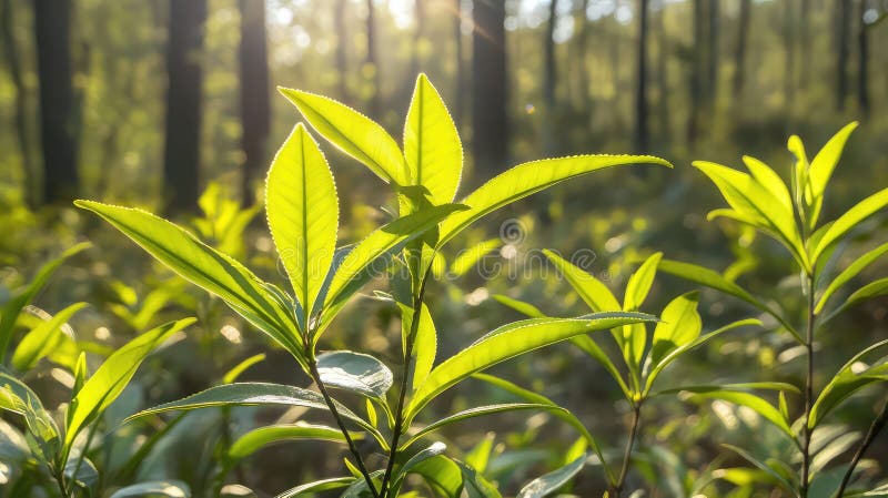 Canopy tea tree leaves stock illustration. Illustration of delicate ...