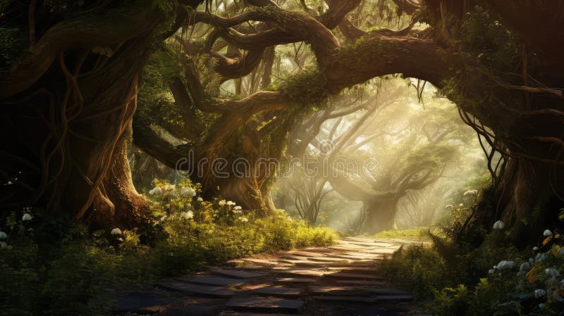 Canopy trees frame stock illustration. Illustration of forest - 372589941